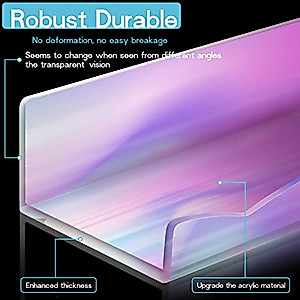 6 Packs Large Iridescent Wall Mounted Floating Shelf, ULENDIS 15.7 Inch Rainbow Clear Acrylic Display Shelves Organizer Nail Polish Rack, Wall Ledge Bookshelf for Bedroom Bathroom or Living Room Decor