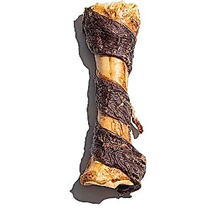 Jack&Pup Shin Twist Bones for Dogs Long Lasting | 8-11" Large Dog Chew Bones for Aggressive Chewers | Savory, Smoked Beef Shin Bone (3 Pack)