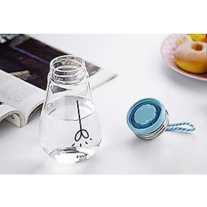 Keemanman Creative Bulb Cup,BPA Free Glass Travel Tea Mug,Cute Water Bottle with Neoprene Sleeve 14 Ounce (yellow)