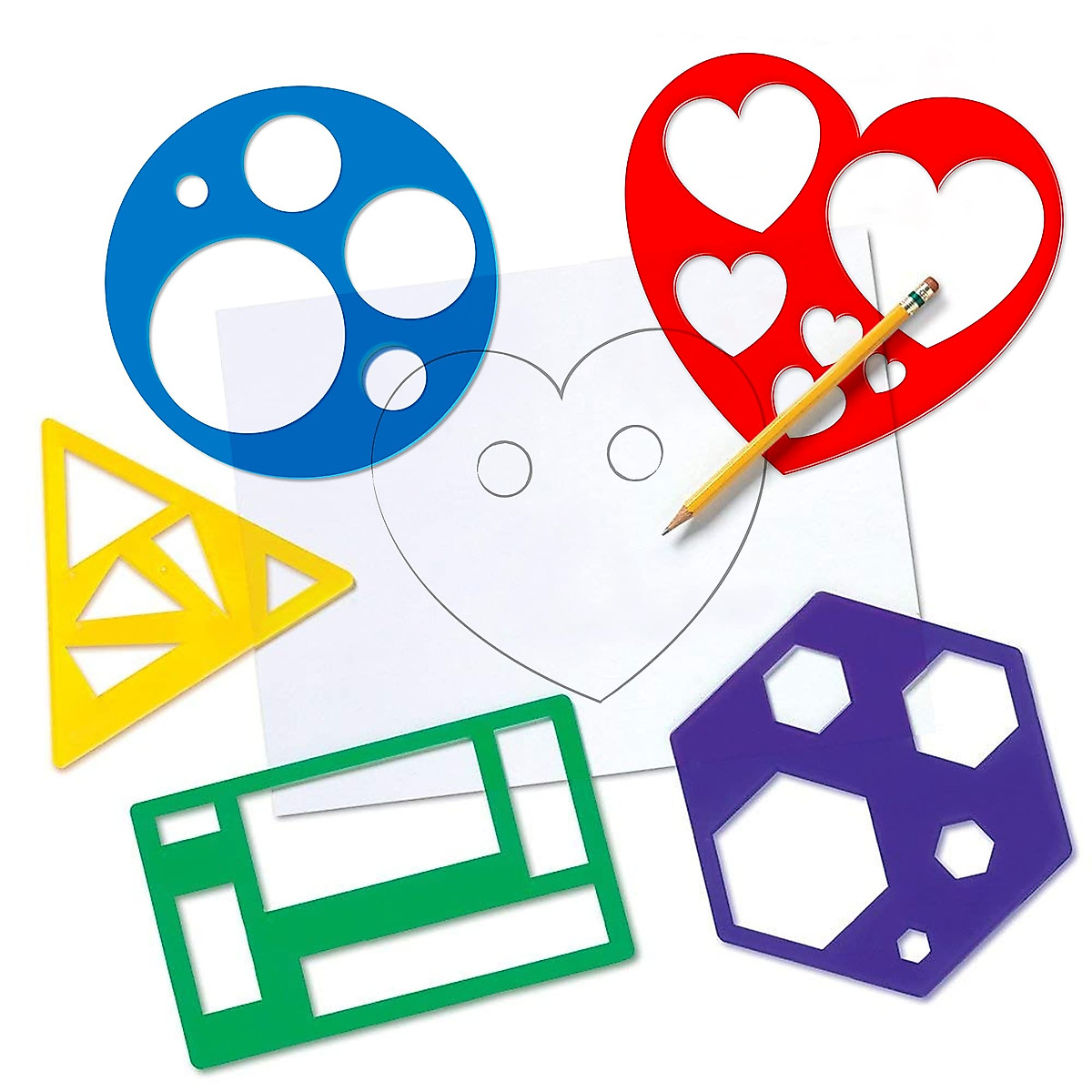 Karty Shape Stencil Set for Kids - 10 Piece Set - Colorful Drawing Template Kit - Fun Arts and Crafts Supplies, Gift Idea for Boys and Girls, Learning Tool for Toddlers and Preschooler