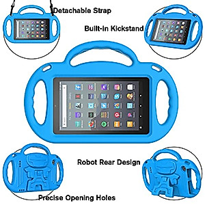 LTROP Kindle Fire 7 Tablet Case, Fire 7 2019/2017 Case for Kids - Light Weight Handle Stand Shoulder Strap Child-Proof Case for Fire 7-inch Display Tablet (9th Generation & 7th Gen) - Blue