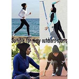 GERINLY Black Under Hijab Scarf Women's Ninja Jilbab Cap Stretch Full Neck Coverage Hijabs for Sport (Black)