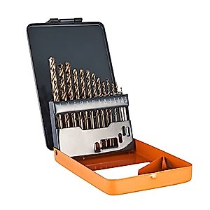 Anfrere 13PCS Cobalt Drill Bits Set, M35 HSS Drill Bits for Cutting Hardened Metal Hard Steel Wood, 3-Flute 1/16 to 1/4 inch Twist Drill Bit Set for Corded or Cordless Power Drills Home Tools, 1013
