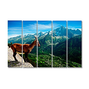Mountain Goat Looks at Landscape Canvas Print 5 Panels / 36x24 inches