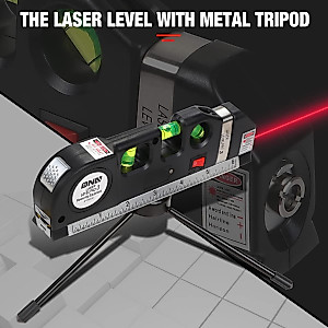 DNA Motoring TOOLS-00054 Adjustable Metric Ruler w/Triangle Bracket – 8 ft. Measuring Tape w/Three Mode Laser Line, Bubble Vials, Ruler Base