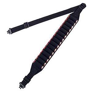 BOOSTEADY Black Shotgun Sling with Shell Holder, 2 Point Non-Slip Adjustable Ammo Sling for Shotgun - Holds 15 Shells