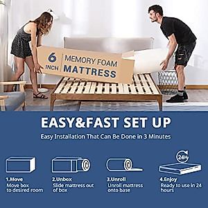 wOod-it Twin Mattress, 6 inch Mattress Twin Size Memory Foam in A Box for Cooling Gel Medium Firm Bunk Trundle Bed(6 inch)