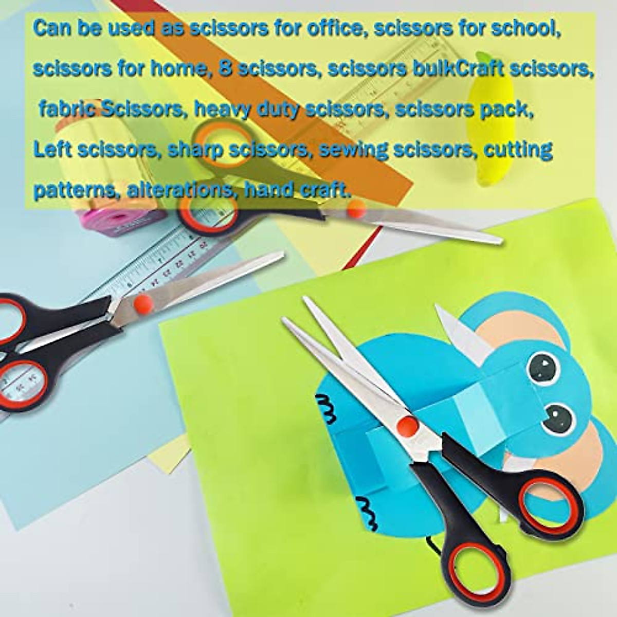 Scissors all Purpose Office Student Scissors 7 Inch Ultra Sharp Shears Comfort-Grip Handles Household Scissors Bulk Sturdy Sharp Craft Supplies - Pack of 12 Right/Left Hande