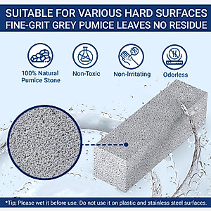 2 Pack Pumice Stone for Toilet Cleaning, Extra Long Handle for Removing Bowl Ring, Pool, Bathroom, Toilet Brush