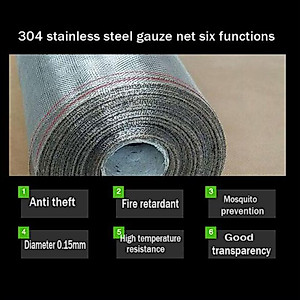 KISKIS 304 Stainless Steel Woven Wire Mesh, Wire Mesh Window Screen Mesh, Prevent Mouse Mice Snakes Hornets Rodents Entering,Easy to Cut and Install,120X300CM47X118INCH