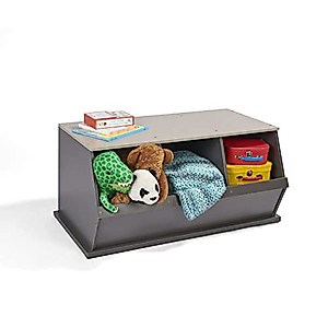 Badger Basket Stackable 3 Bin Open Storage Toy Organizing Cubby - Gray