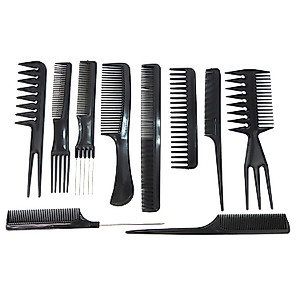 Magic 10 Piece Professional Styling Comb Set, Black