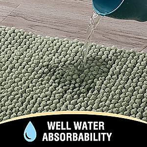 H.VERSAILTEX 3 Pieces Bathroom Rugs Sets Non Slip Extra Absorbent Bath Mat Set for Bathroom with Toilet Rugs for Tub, Shower Washable Carpets Set(17''x24''+20''x32''+20''x24'' U-Shaped, Sage)