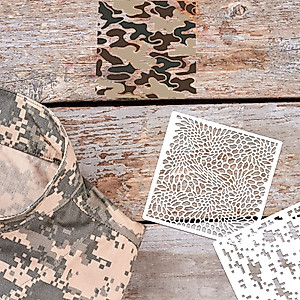 Outus 9 Pieces Camo Print Stencils Camouflage Painting Templates Reusable Grass Pattern Stencils Green Camo DIY Stencils for Scrapbooking Painting on Wood Crafts (11.8 x 11.8 Inch)