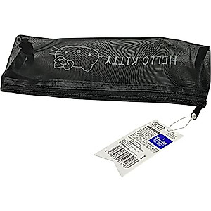 Sanrio Hello Kitty Accessories Cosmetic Mesh Nylon Polyester Pencil Case Bag Pouch Zipper Case Bag with Gusset 21×6×3.5cm Stationary (Simple)