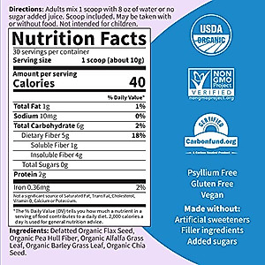 Garden of Life Organic Unflavored Fiber Powder Detox Blend with Chia, Alfalfa & Barley for Herbal Cleanse, Gut Health Support - Detoxifiber - Non-GMO, Gluten-Free, Psyllium Free, Vegan, 30 Servings