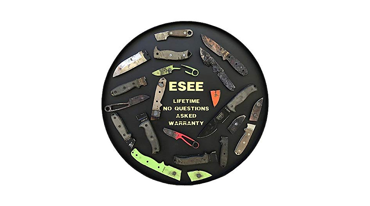 ESEE PR4 Fixed Blade Survival Knife, Black Oxide Finish, Leather Sheath ...