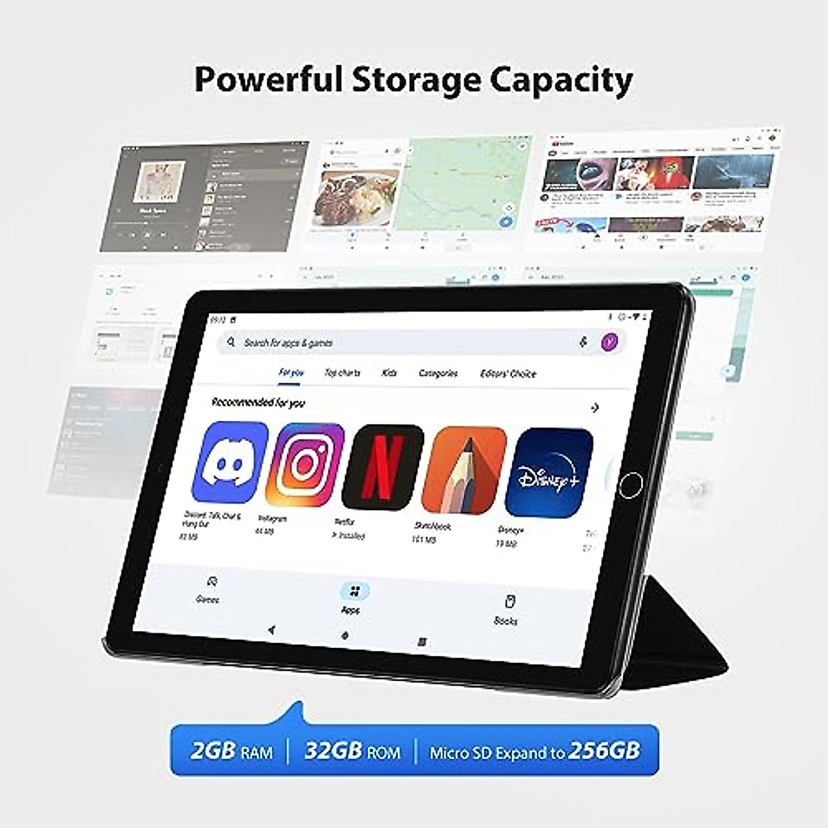 YOTOPT 10 Inch Android 3G Phone Tablets, 32GB ROM, 256GB Expand, Dual Sim Card, Quad Core, WiFi, Bluetooth, GPS, FM, Dual Camera, IPS HD Touch Screen, Support 3G Phone Call Tableta (Black)