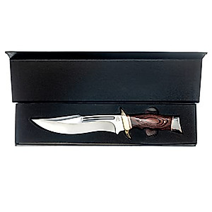 Kratos ZF9 Bowie Knife | Handmade | 13.25" Hardened High Carbon 440 Stainless Steel | 30-degree double bevel Edge | Wood Handle | Leather Sheath | Outdoor Hunting, Bushcraft, Boning, & Camping