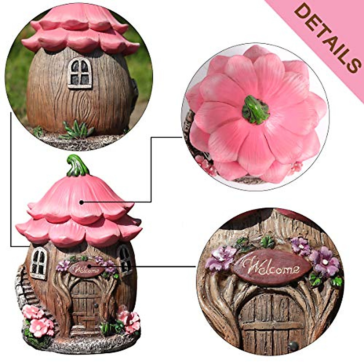 Aivanart Fairy Garden Decor House Kit, Miniature Garden Sculpture Statues Accessories Gifts for Kids Christmas Yard Decor Figurines Outdoor