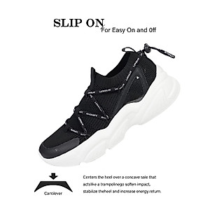 Hasina Women's Running Shoes Slip On Tennis Walking Sneakers Lightweight Breathable Mesh Upper Workout Casual Sports Shoes （White/Black,8.5）