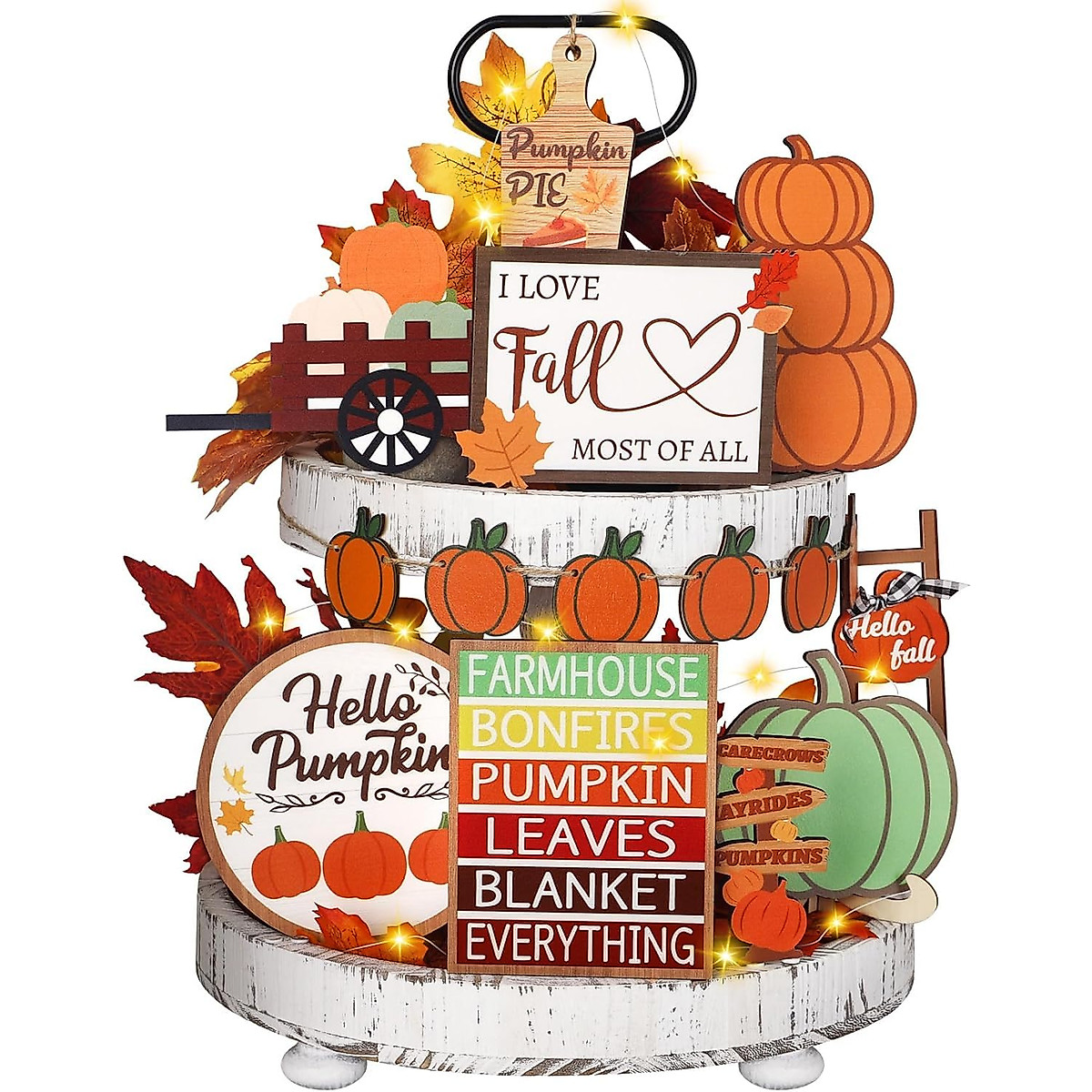 AONEHOME 2 Tiered Tray Stand, White Tiered Tray Decorative Trays – 2 Tier Cupcake Stand - 2 Tier Serving Tray - Tiered Tray Decor