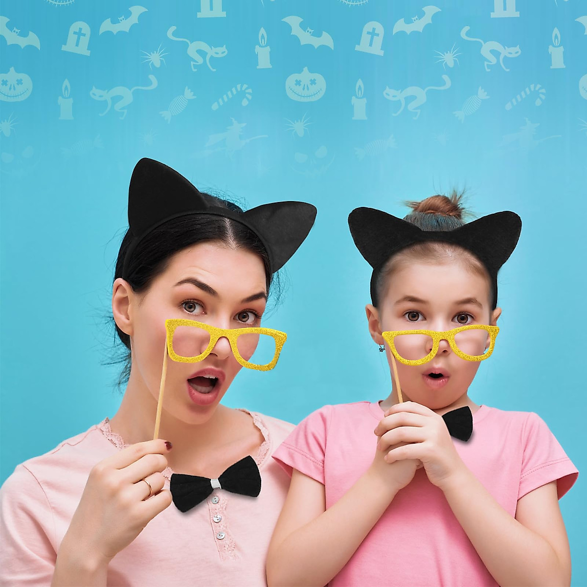 Hayner-Seek Cat Costume Cat Ears Headband Black Cat Ears Cosplay Headband with Bowknot Tail Animal Cosplay Halloween Costume For Women lack Cat