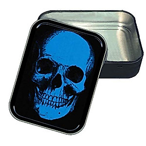 Stash Tins Blue Skull Storage Container 4.37" L x 3.5" W x 1" H