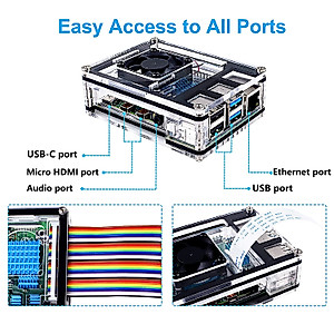 Miuzei Case for Raspberry Pi 4, Raspberry Pi 4 B Case with Fan 35mm, 4 Pcs Aluminum Heatsinks Support Rpi 4B 8gb/4gb/2gb (No Raspberry Pi Board)