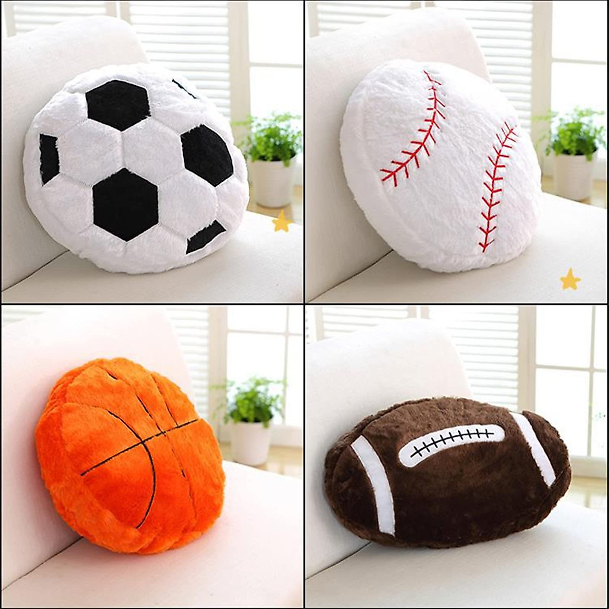 18 Inch Football Throw Pillow Sports Pillow Soccer Plush Pillow Sport Theme Cushion Stuffed Pillow Soft and Durable Sports Toy Pillow Suitable forSofa Decorations andChildren's Giftsfor BoysandGirls