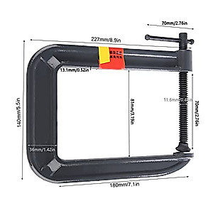 C-Clamp, Heavy Duty Deep Throat U-Clamp Woodworking Carpentry Device for Clamping(70,180mm)