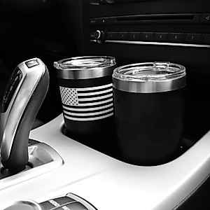 HEATO USA Flag Tumbler 20 oz, Double Wall Stainless Steel Insulated Travel Mug Coffee Cup with Lid for Ice Drinks & Hot Drinks (Black)