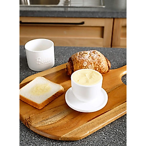 Sweese 322.101 Porcelain Butter Crock Keeper - French Butter Dish with Lid - Butter Relief, White