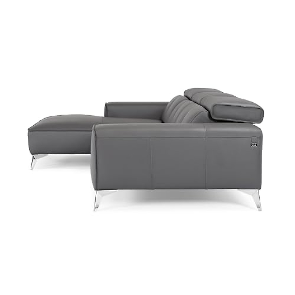 ZURI Furniture Raj Modern Slate Leather Sectional with Adjustable Headrests and Chaise - Left Chaise