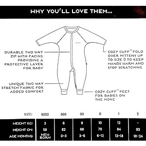 Bonds Baby Wondersuit 2 Way Zipper Sleep/Play Fold Over Feet/Cuffs Footies (6-12 Months, Dark Grey Stripes)