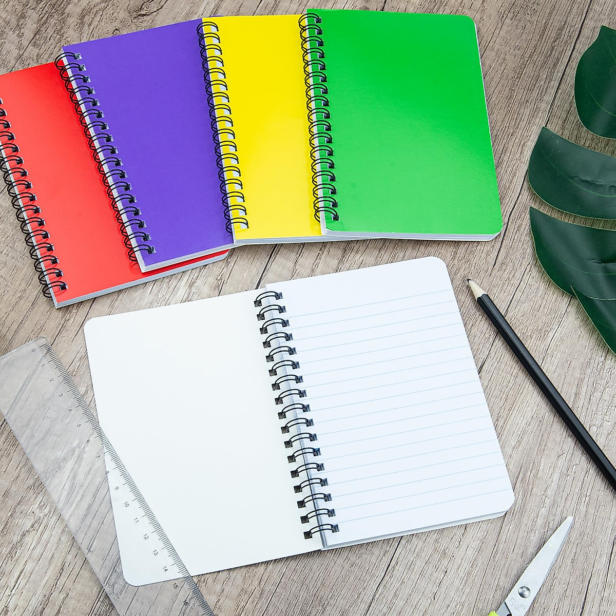 Fantasyon Top Bound Memo Books 4" x 6" Pocket Notebook Spiral Memo Pads For Home, Office, College, School, Lined College Ruled Paper, 75 Sheets Per Notebook (10 Pack) (A6)