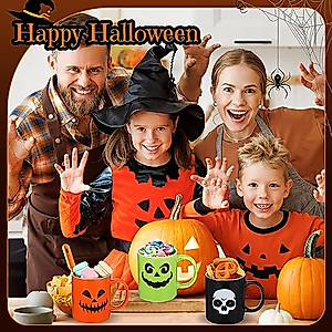 Zhehao 4 Pieces Halloween Mugs 15oz Mug Set Halloween Coffee Mugs with Handle Halloween Ceramic Matching Mugs for Home School Office Table Centerpieces Housewarming Holiday Party Gift (Scary Style)