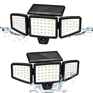 EverBrite Solar Lights Outdoor, Motion Sensor Security Lights, IP65 Waterproof Adjustable Bright Flood Lights for Garden Yard Garage Patio Pathway, Pack of 2
