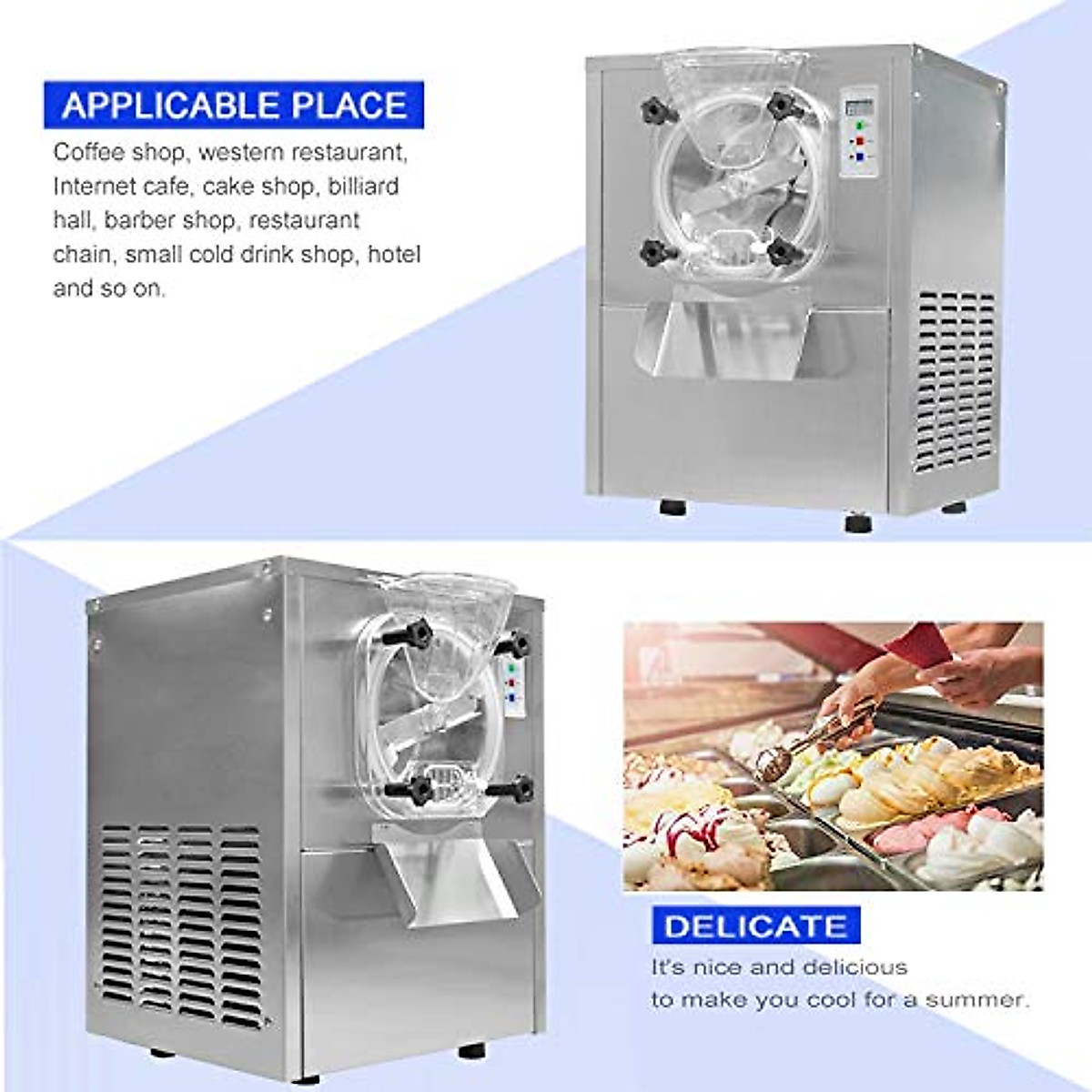 Kolice Commercial Mini Desktop Hard ice Cream Machine, Small countertop Hard ice Cream Maker, Gelato ice Cream Machine