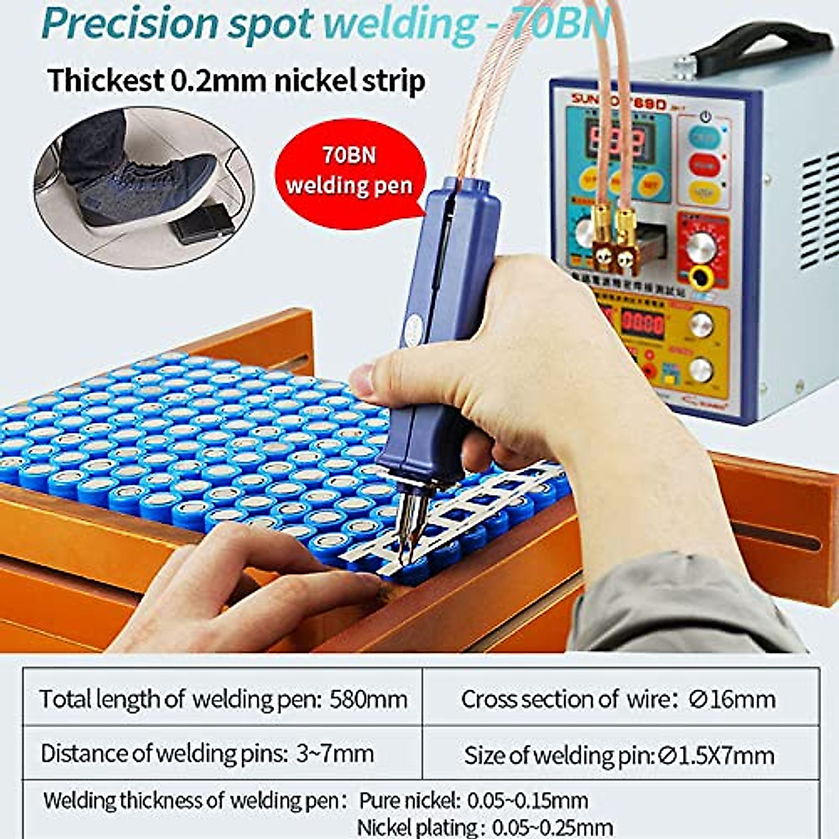 769D Pulse Spot Welder 0.35mm Lithium-ion Battery Welding Machine,Battery Spot Welder and Soldering Station Portable Pulse Welding Machine for Battery Pack 18650 14500 Lithium Batteries