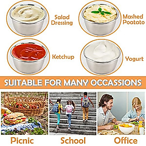 FunisFun Stainless Steel Condiment Containers with Lids 3 x 1.5 oz Leakproof Salad Dressing Container to Go for Kids Lunch Containers