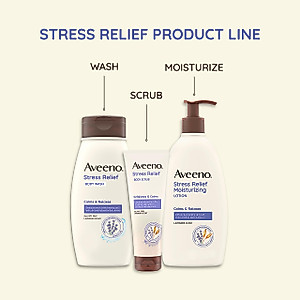 Aveeno Stress Relief Body Scrub, Exfoliating Body Wash for Softer, Smoother Skin, Formulated with Prebiotic Oat & Lavender Scent to Calm & Relax, Sulfate-Free & Soap-Free, 8 fl. oz