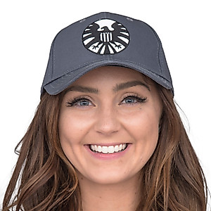 Concept One mens Marvel Shield Cosplay Cotton Adjustable Baseball With Curved Brim Hat, Grey, One Size US