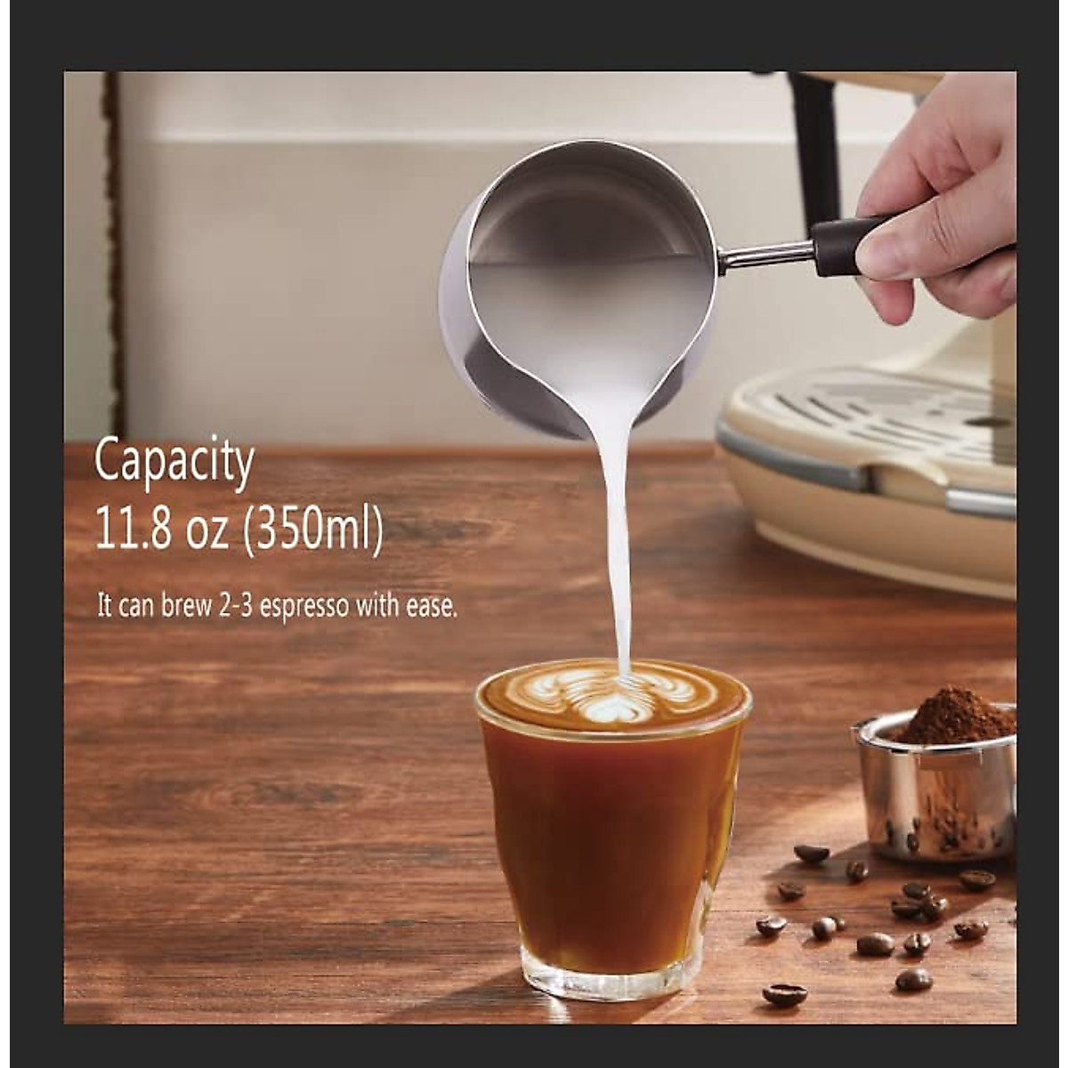 Pilipane 12oz Turkish Coffee Heat Pot, Milk Butter Warmer Pot, tovetop Melting Boiling Pot with Spout, Arabic Coffee Maker for Maple Syrup, Sauce Heating, 18/8 Stainless Steel