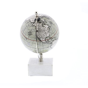 Deco 79 Marble Globe with Marble Base, 6" x 5" x 9", White