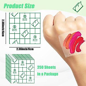 250 Pieces Makeup Hand Palette, Disposable Adhesive Transparent Palettes for Makeup and Waterproof, Artist Cosmetic Makeup Palette for Women Daily Use (2.36 X 2.36 Inch)