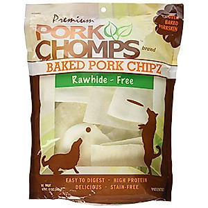 Pork Chomps Baked Pork Skin Dog Chews, 3-inch Chips, 12oz Bag