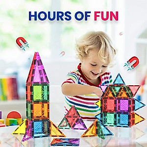 MagVision 80-Piece Magnetic Building Tiles Set, Stem Magnetic Building Blocks, Extra Strong and Safe Magnets, Stem Toys, Magnetic Blocks, Educational Toys for Children Ages 3+ Years