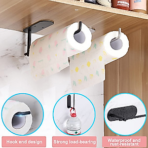 Black Paper Towel Holder Under Cabinet, Paper Towel Holder Wall Mount for Kitchen, Adhesive Paper Towel Holder for Bathroom, Self Adhesive or Drilling Stainless Steel Paper Towel Holders