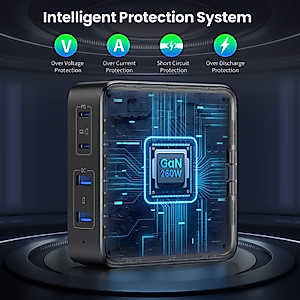 USB C Charger 260W, 4-Port Fast Charging GaN Desktop USB C Charging Station,100W USB C Laptop Charger Compatible with MacBook Pro/Air, iPad Pro,Dell XPS, iPhone 15/14,Samsung S23 All USB C Device etc